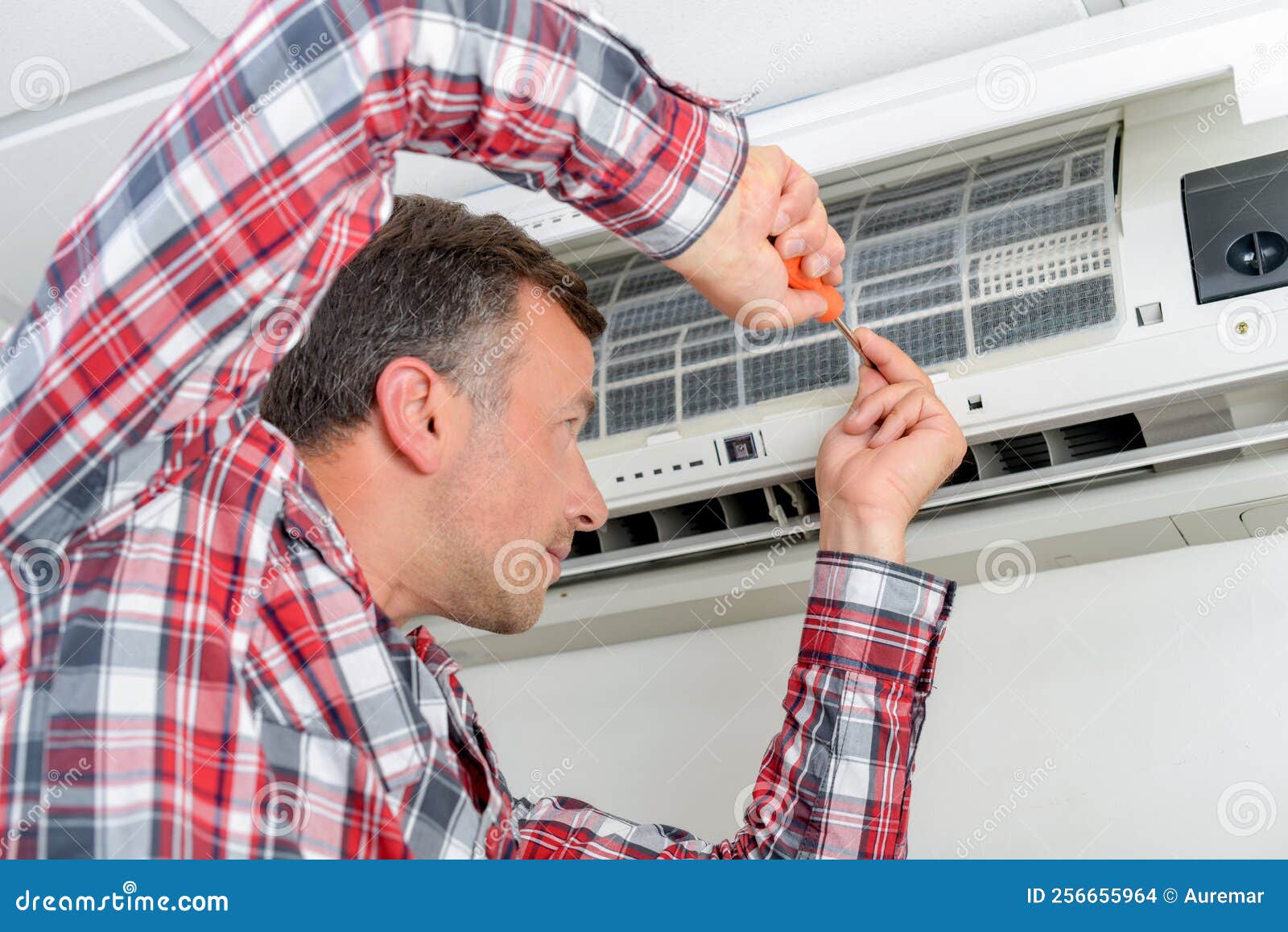 Man Installing Reverse Heating Stock Photo - Image of electricity ...
