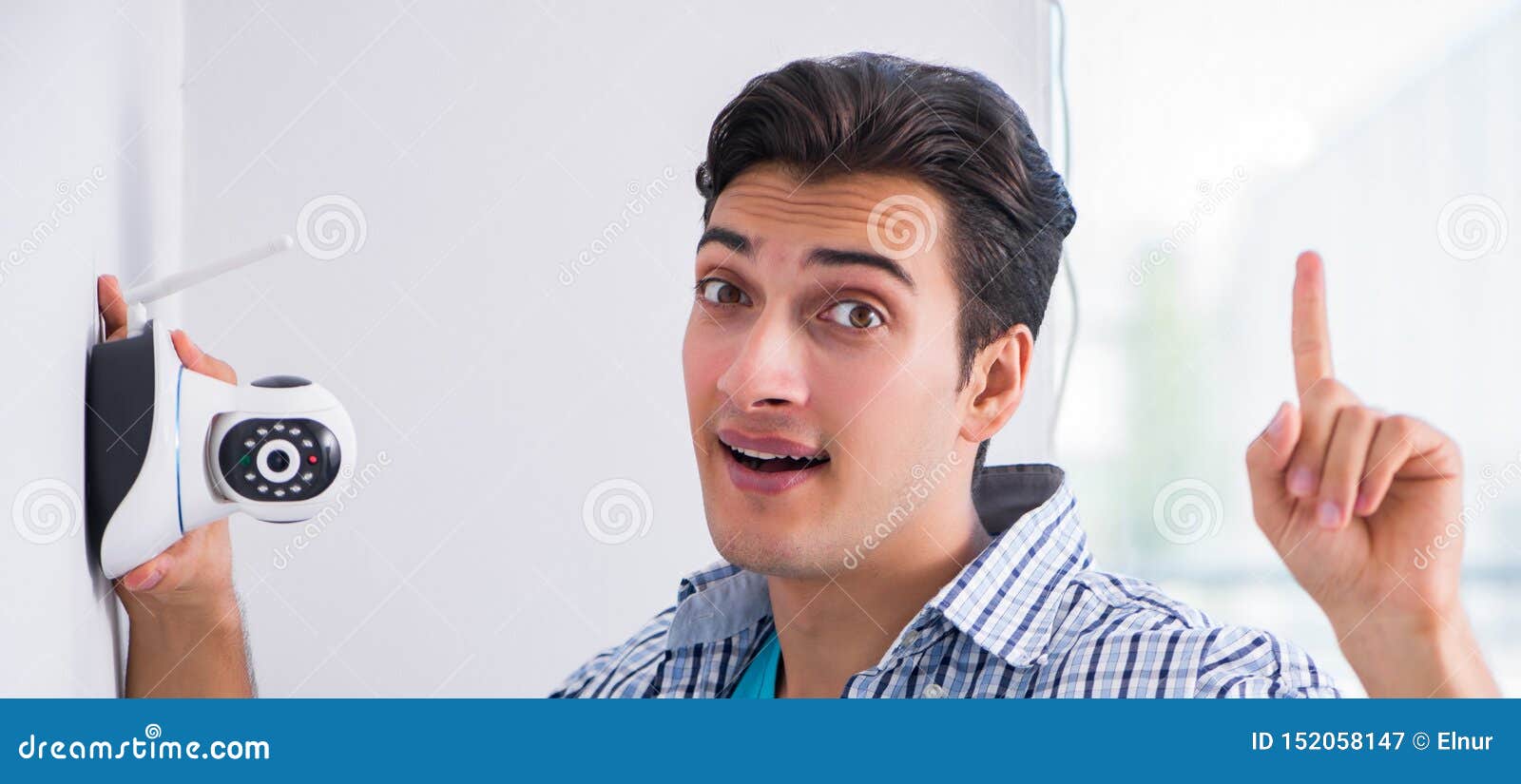 Man Installing Surveillance CCTV Cameras at Home Stock Image - Image of ...