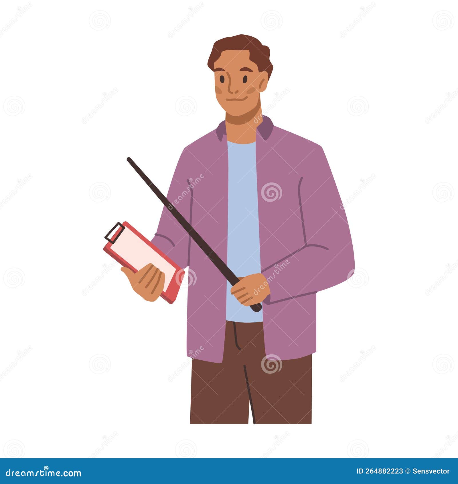 Man Instructor Making Note, Writing Paper Document Stock Vector ...