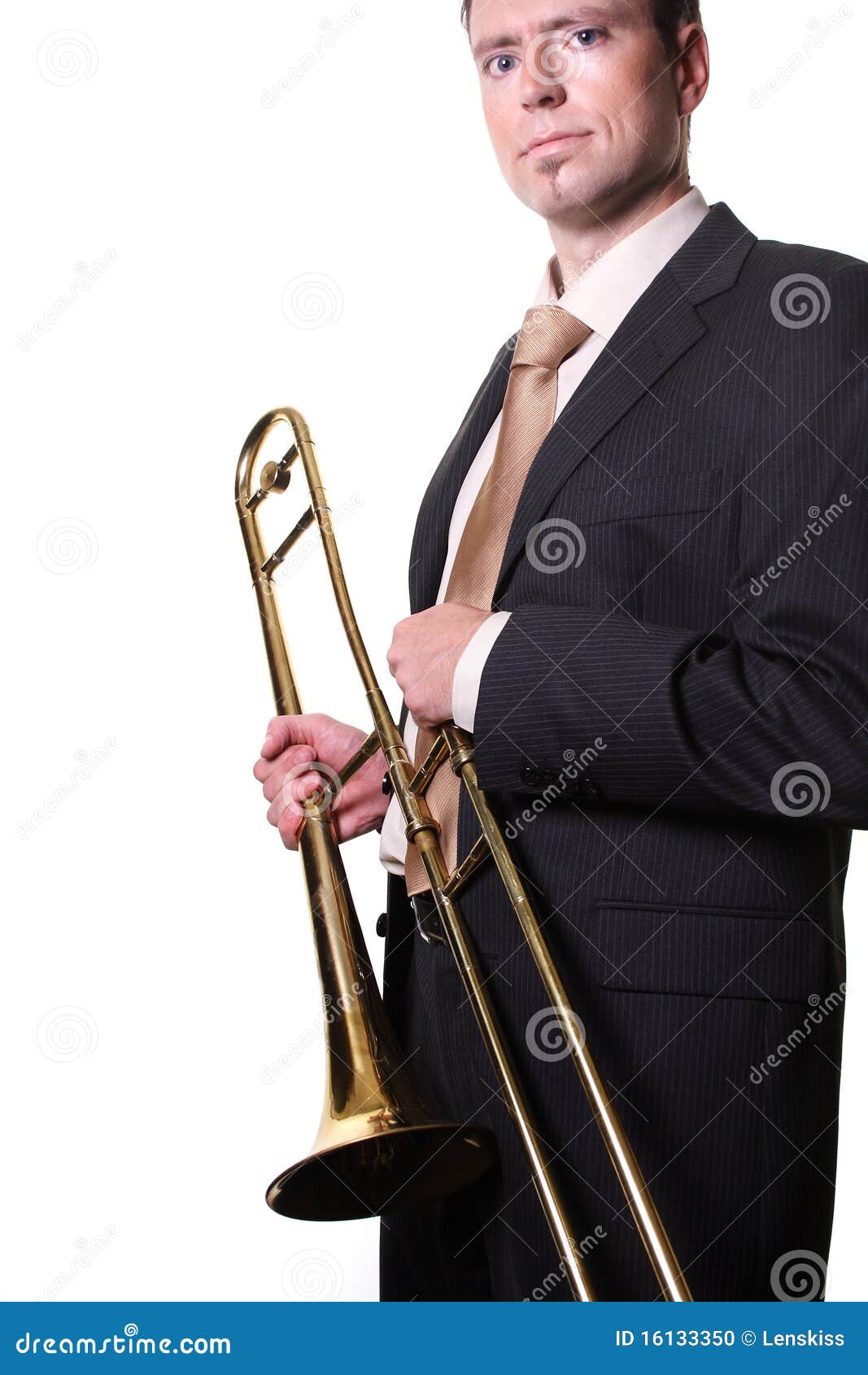 Man with instrument stock photo. Image of rhythm, trombone - 16133350
