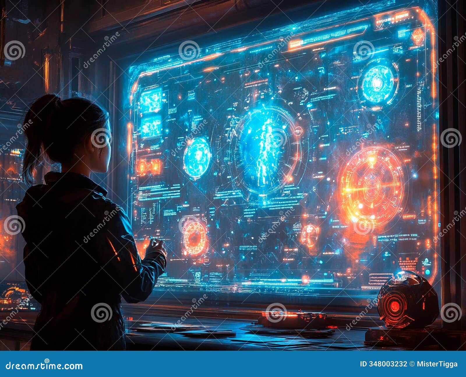 A Man is Intently Observing a Complex Technical Dashboard with Spatial ...