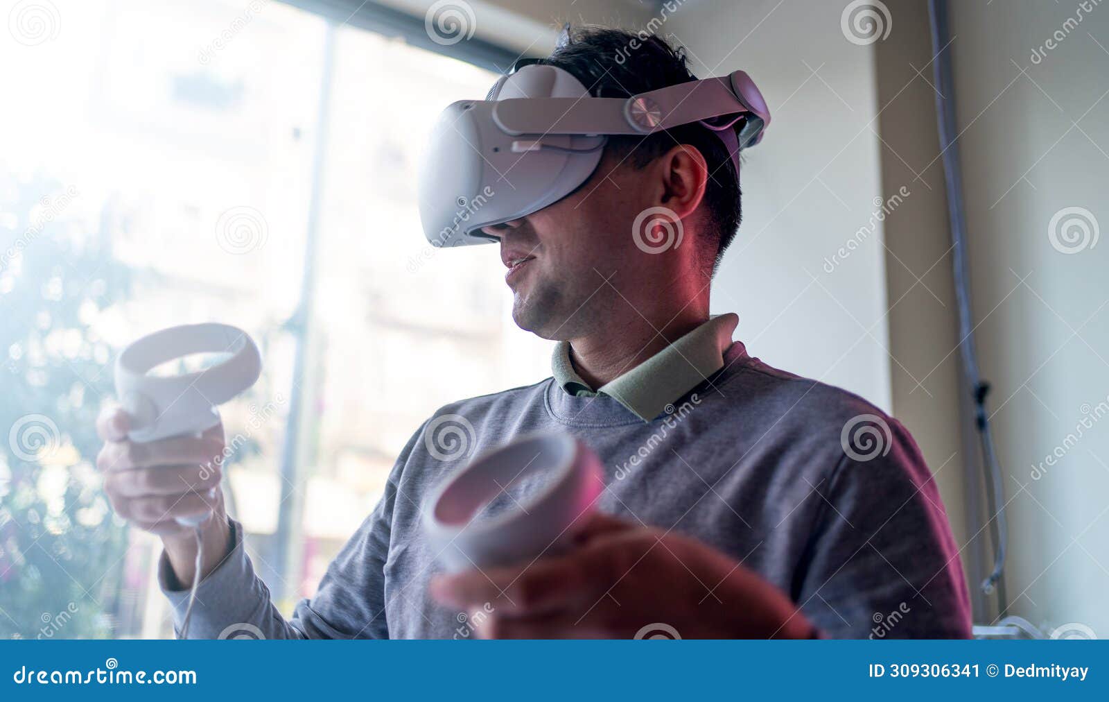 Man Interacting with Advanced Virtual Reality System Stock Image ...