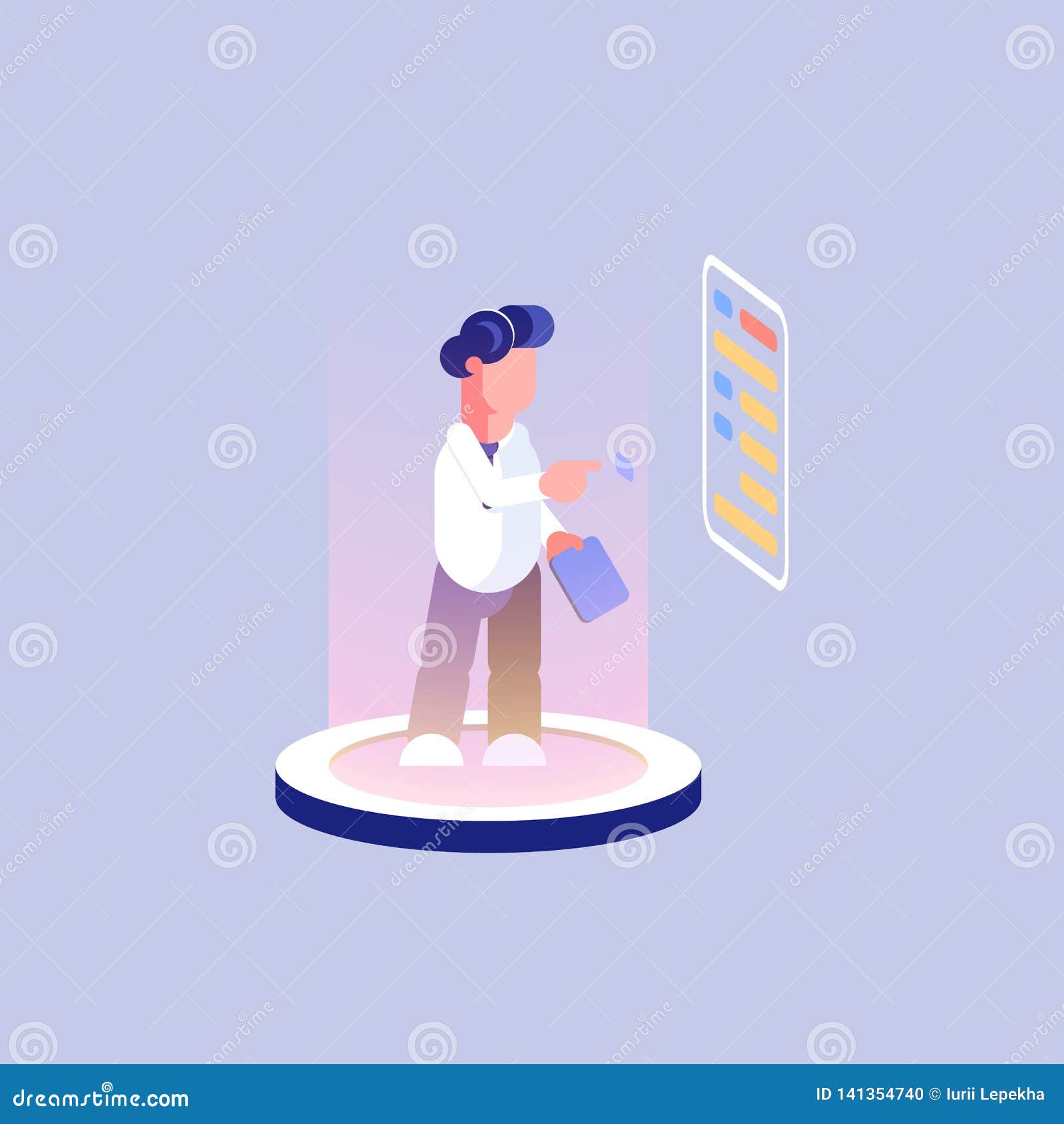 Man Interacting with Charts and Analyzing Statistics. Data ...