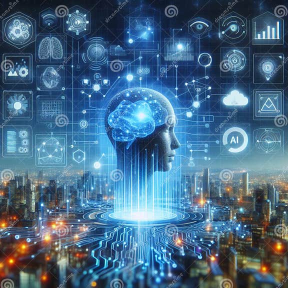 Man Engaging with AI Technology: Utilizing Smart Robots and Command ...