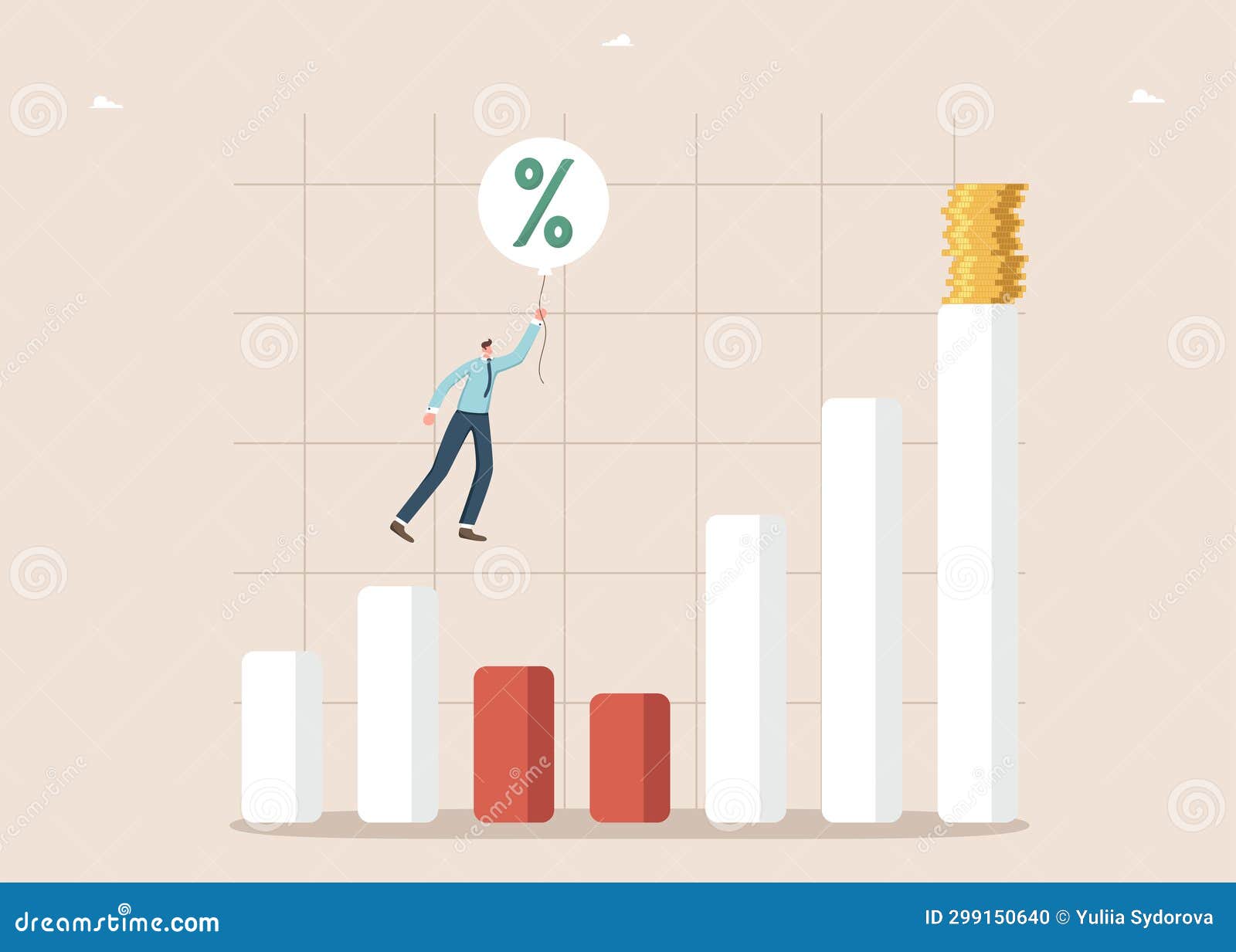 Man on Interest Balloon Takes Off According the Graph Stock ... Man on Interest Balloon Takes Off According the Graph Stock ...