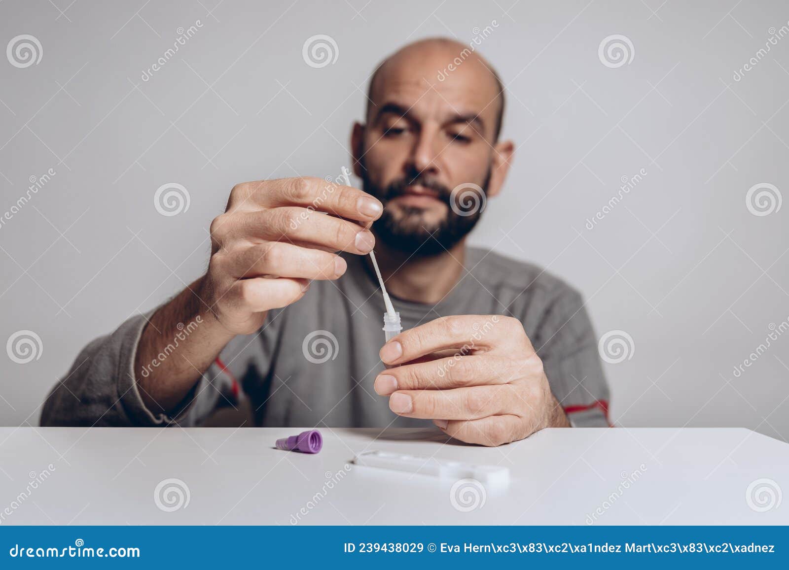 Man Introduces Nasal Swab of Covid Antigen Test Stock Image - Image of ...