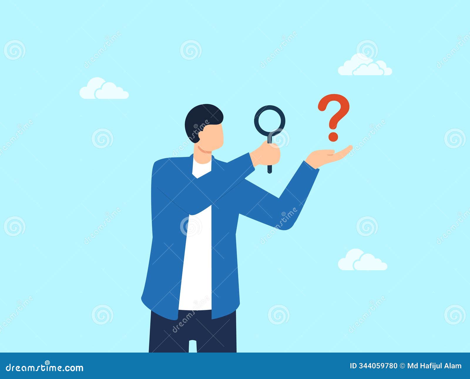 Man Investigating Question Mark, Problem Solving, Magnifying Glass ...
