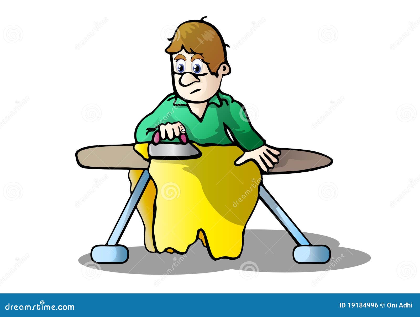 Man ironing his clothes stock illustration. Illustration of isolated ...