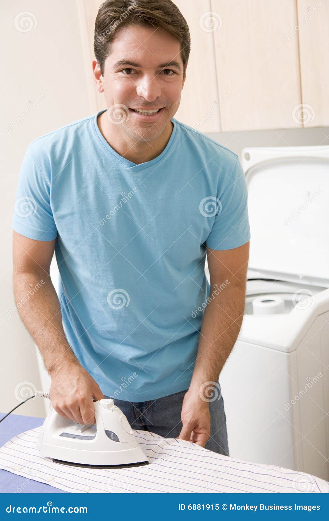 Man Ironing Shirt stock image. Image of board, happy, american - 6881915