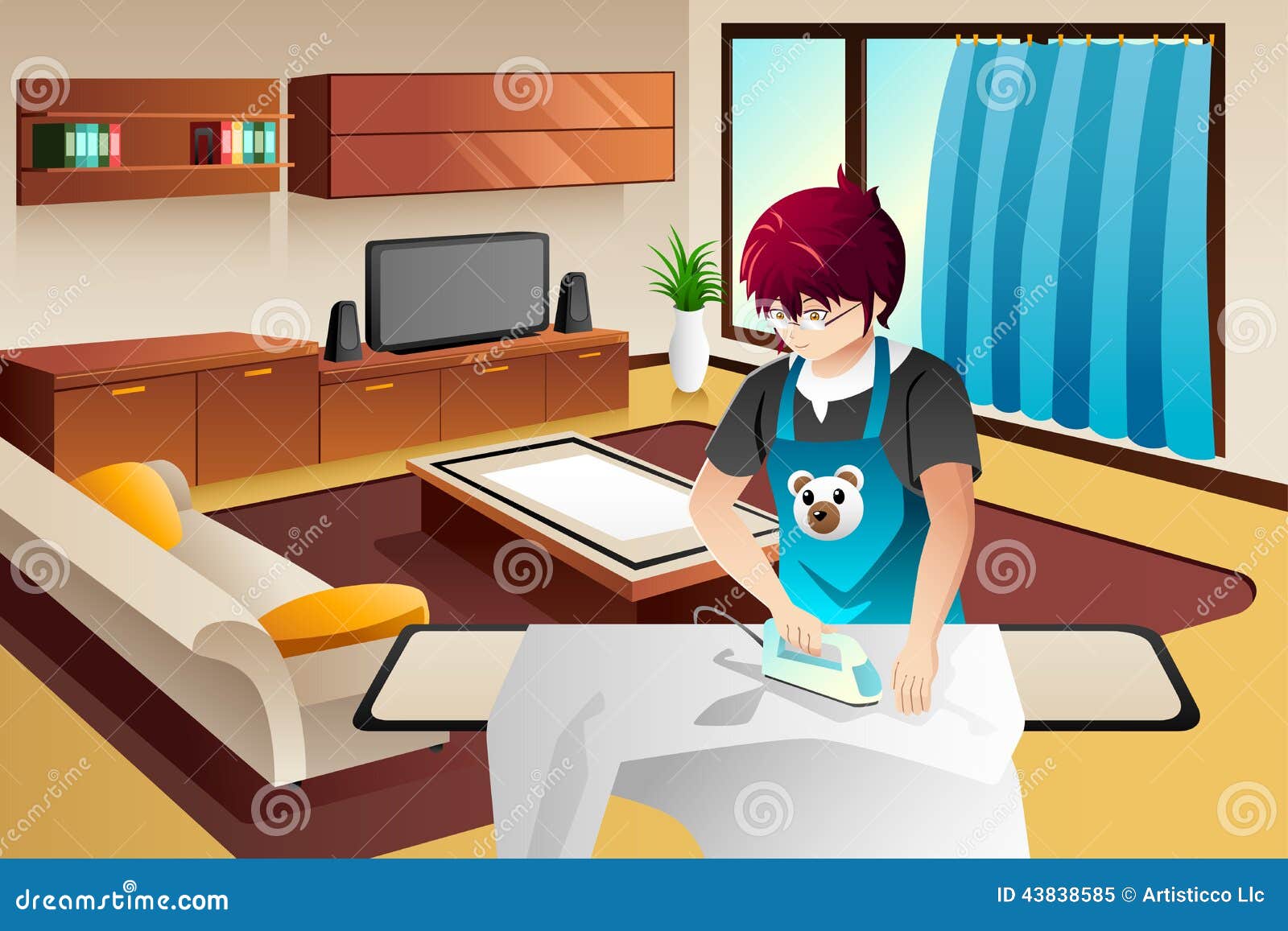 Man ironing stock vector. Illustration of clip, working - 43838585