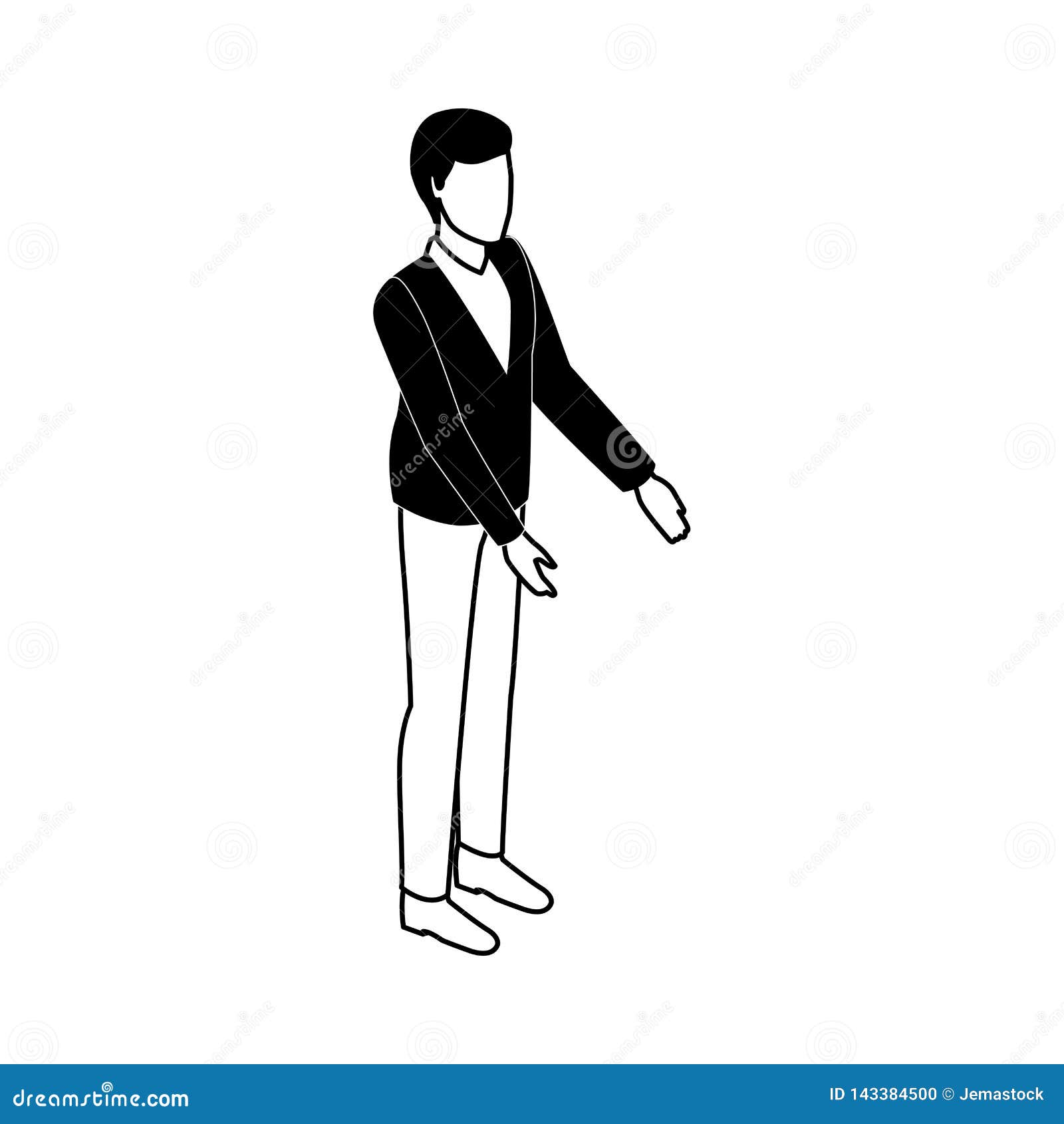 Man Isometric Avatar in Black and White Stock Vector - Illustration of ...
