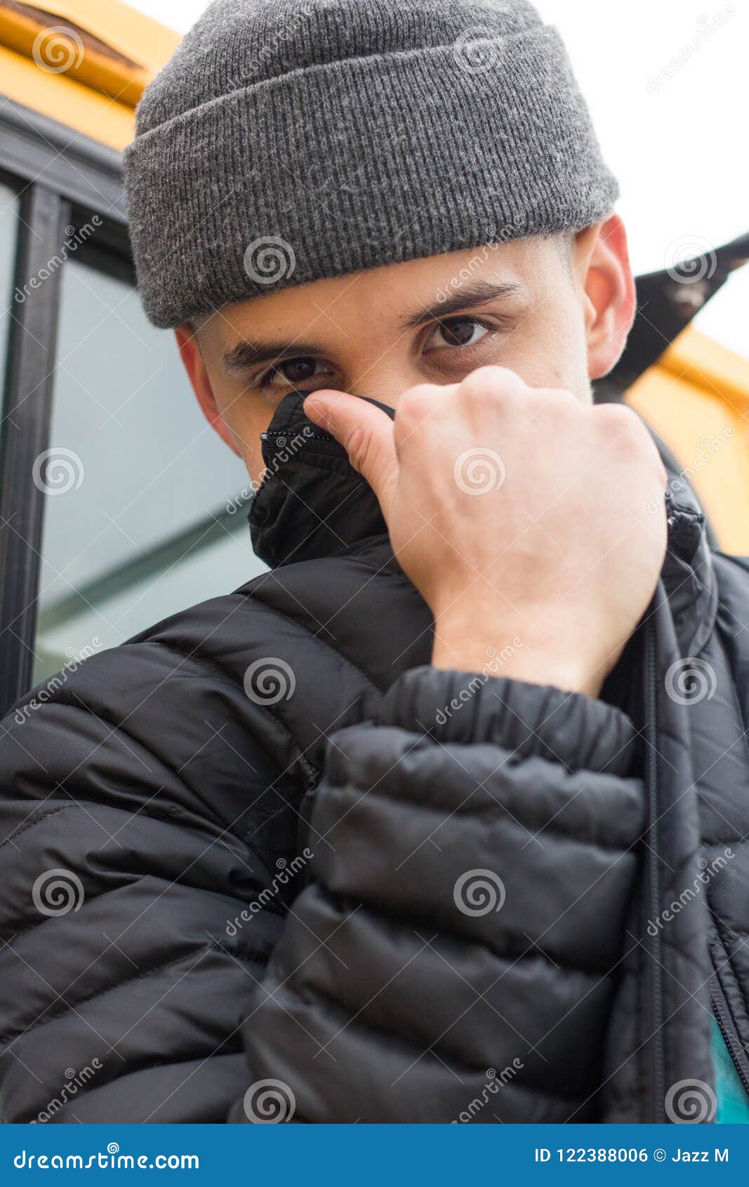 Jacket Covered Face stock photo. Image of mysterious - 122388006