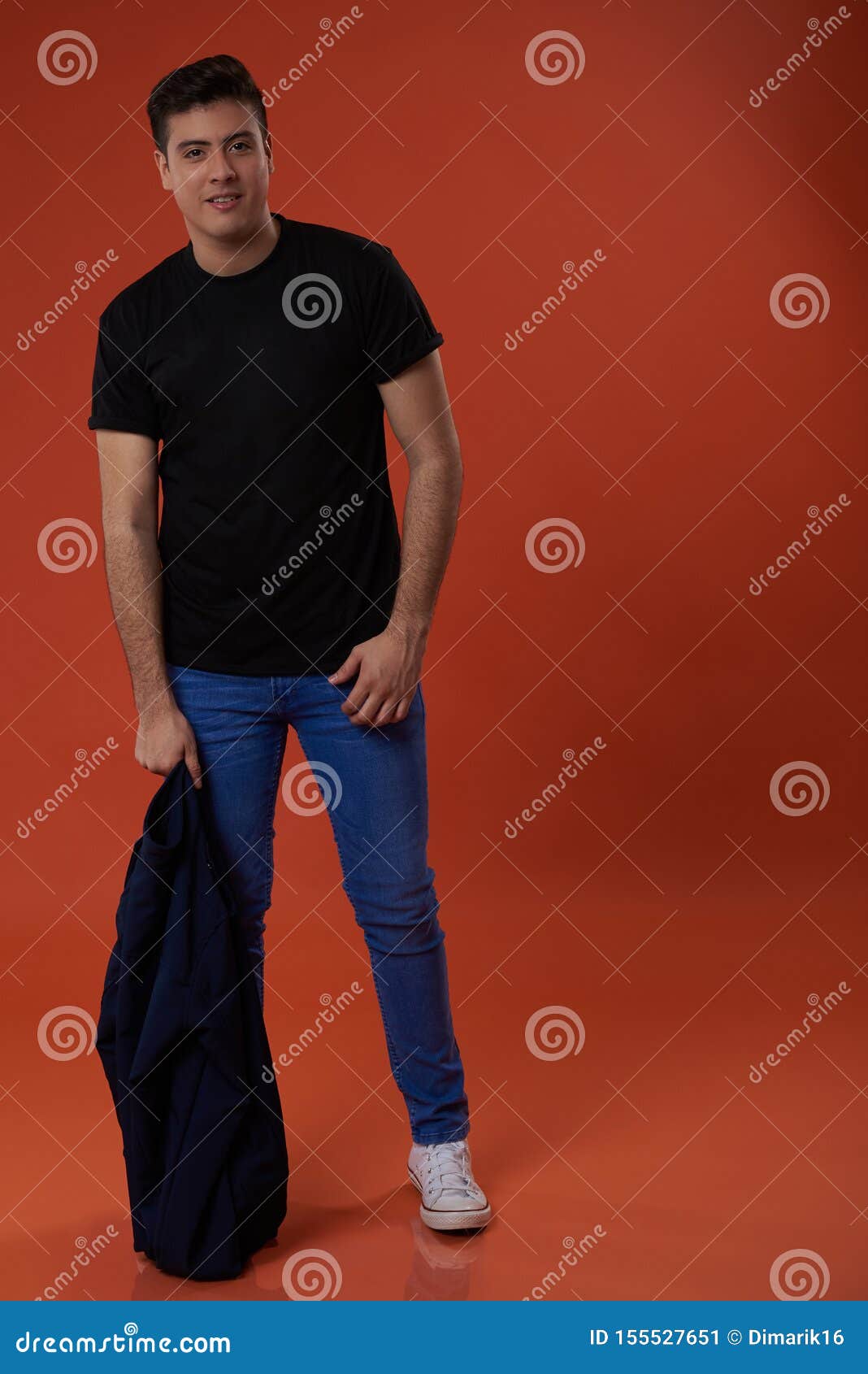 Man with jacket in hand stock image. Image of black - 155527651