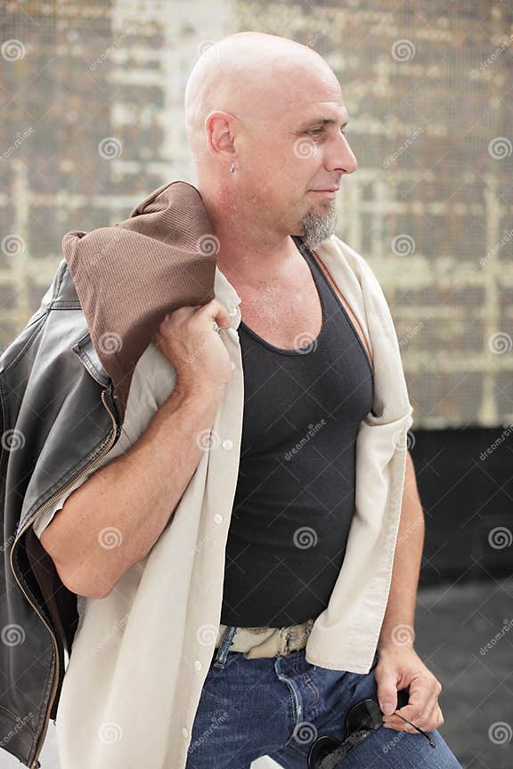 Man with Jacket Over Shoulder Stock Photo - Image of shoulder, cool ...