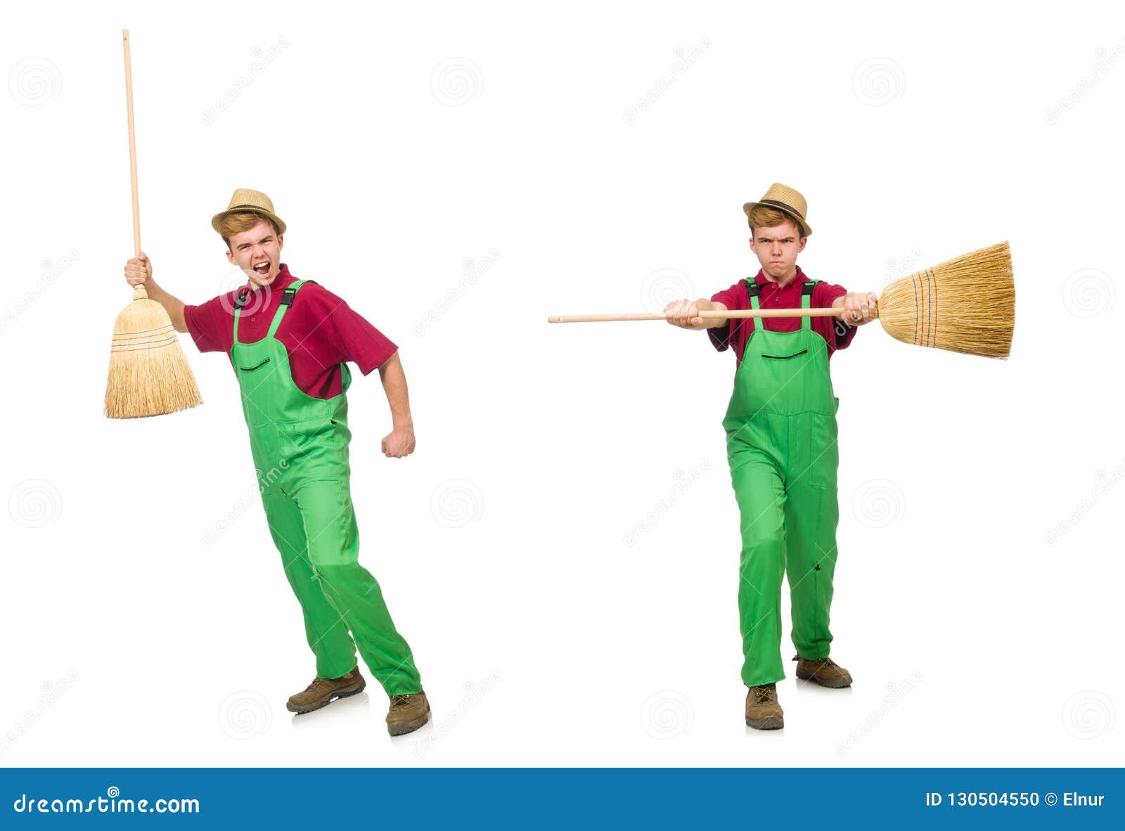 The Man Janitor Isolated on the White Stock Photo - Image of composite ...