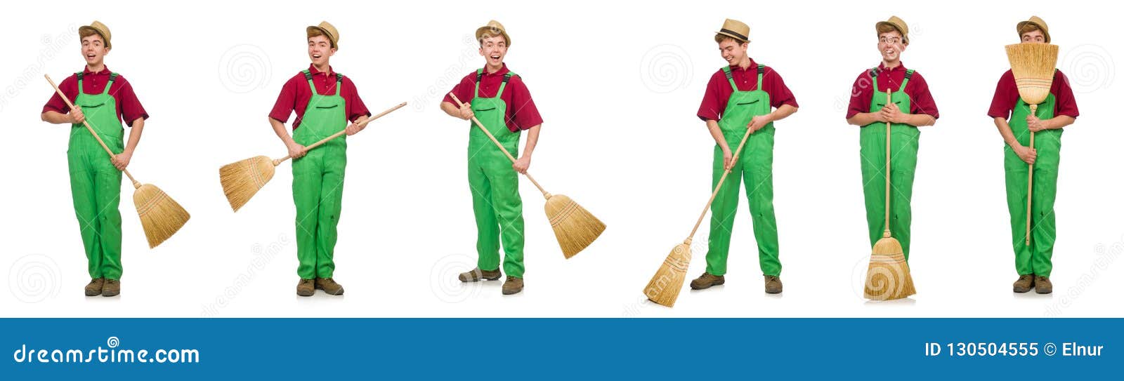 The Man Janitor Isolated on the White Stock Image - Image of coveralls ...