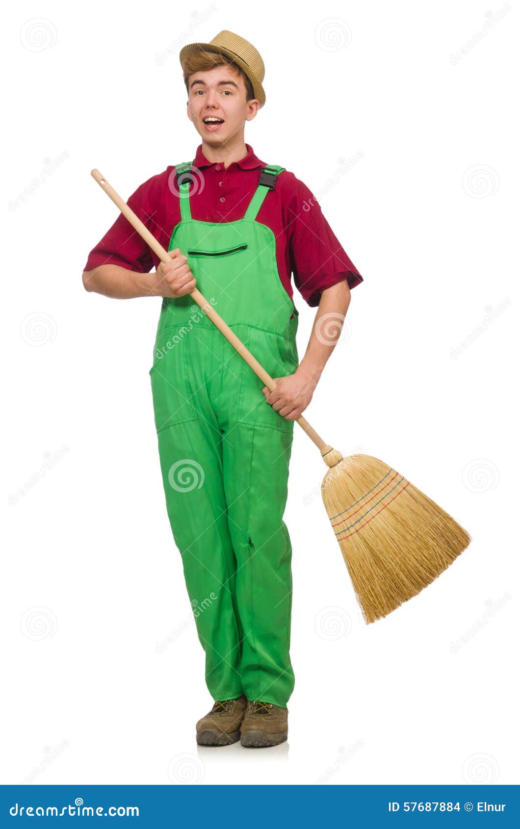 Man Janitor Isolated on the White Stock Photo - Image of maid, humor ...