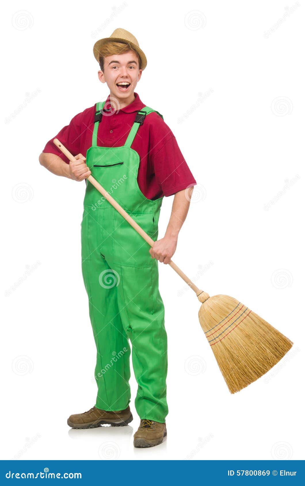Man Janitor Isolated on the White Stock Image - Image of casual ...