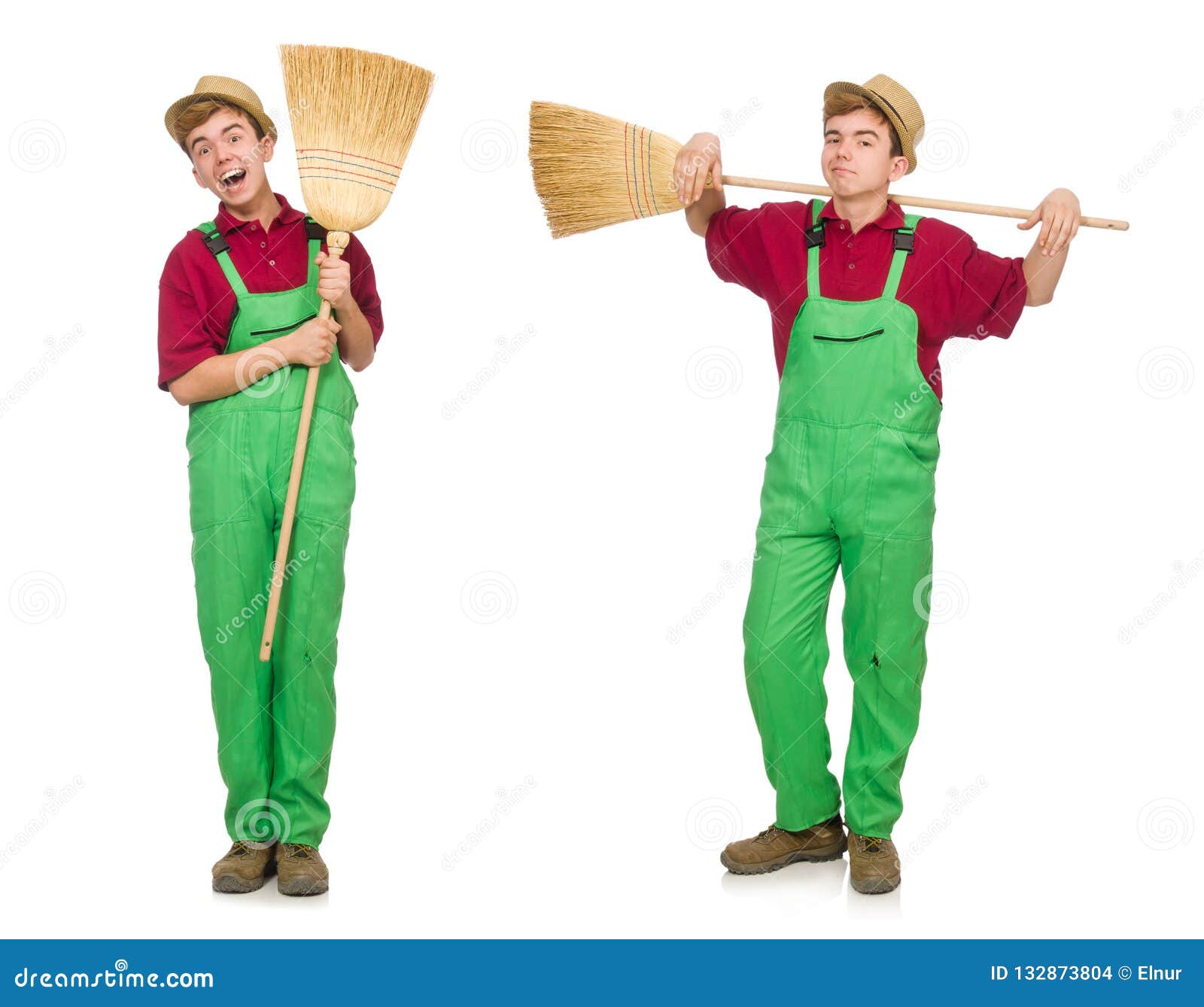 The Man Janitor Isolated on the White Stock Photo - Image of janitor ...