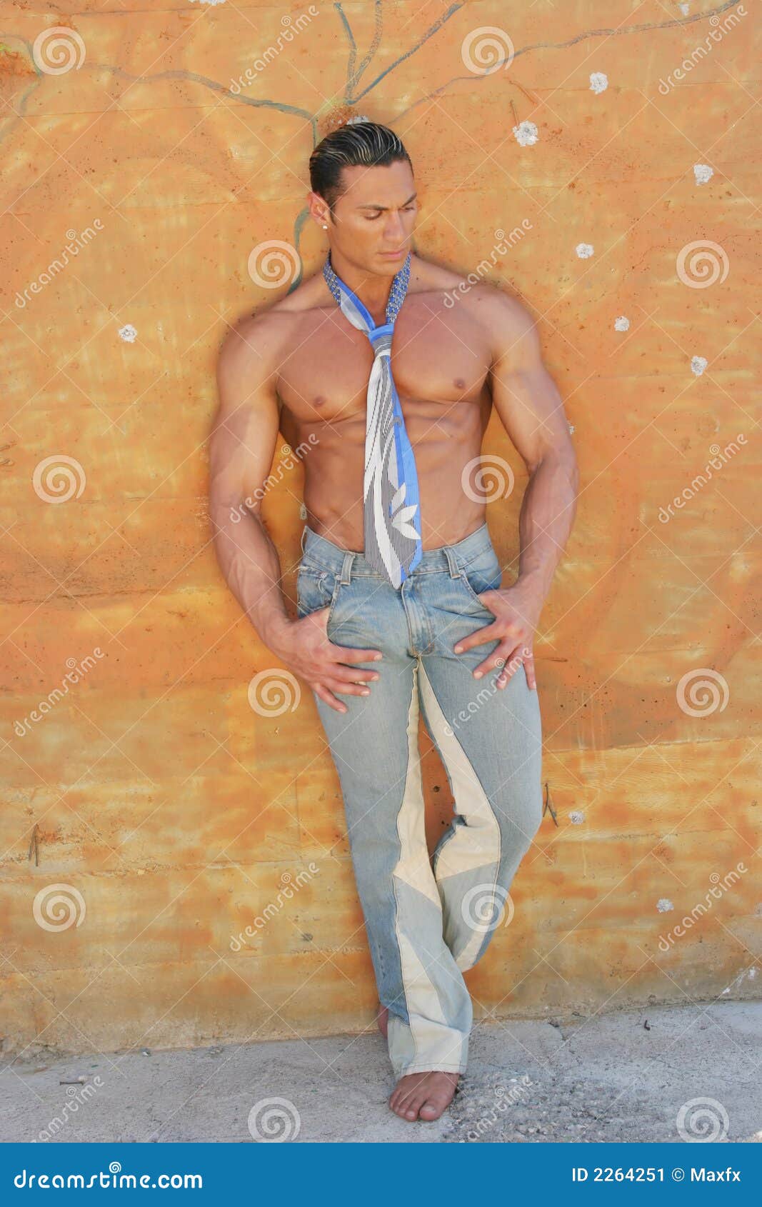 Man in jeans stock image. Image of biceps, body, athletic - 2264251