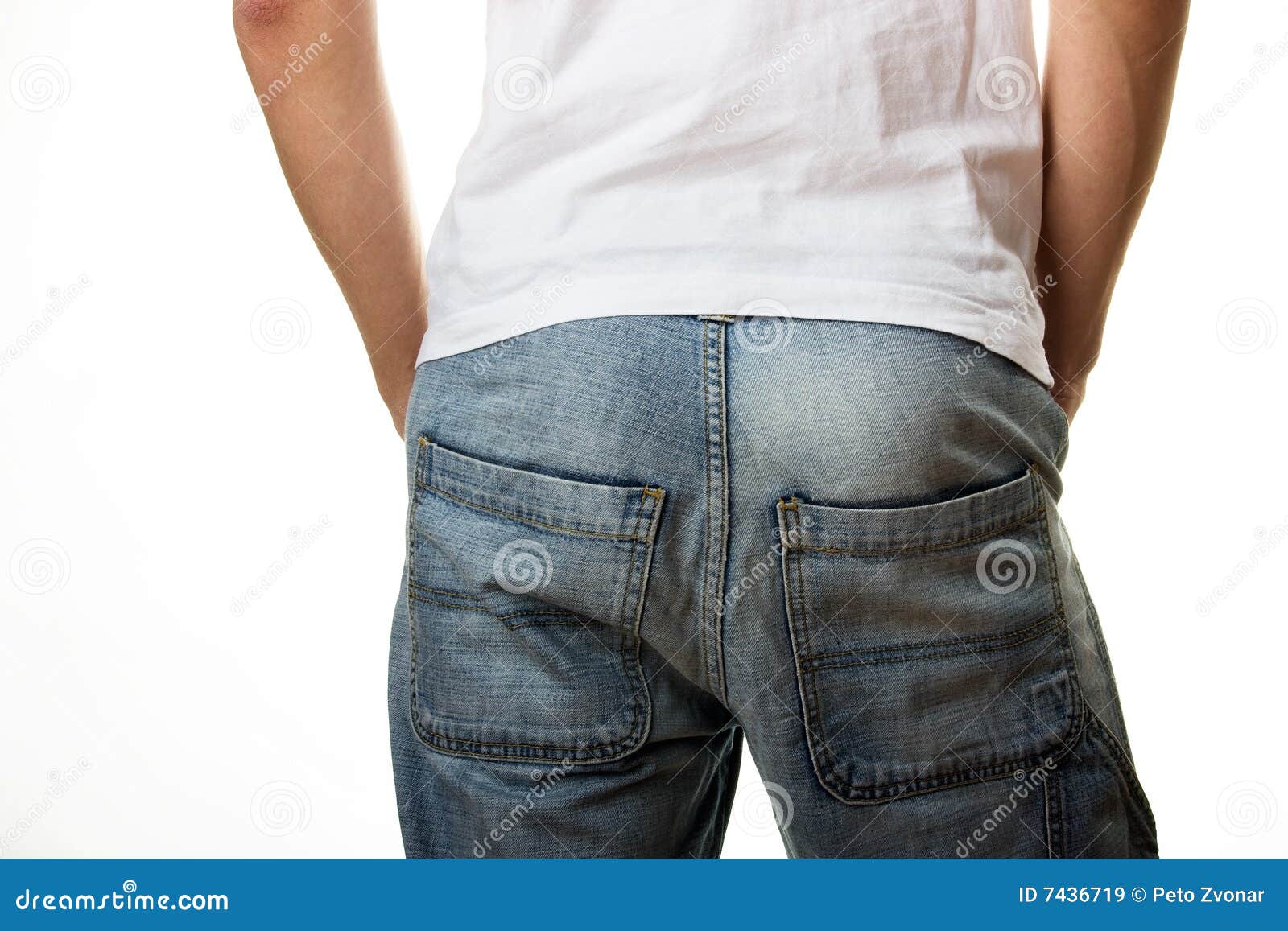 Man in jeans in back stock image. Image of person, pants - 7436719