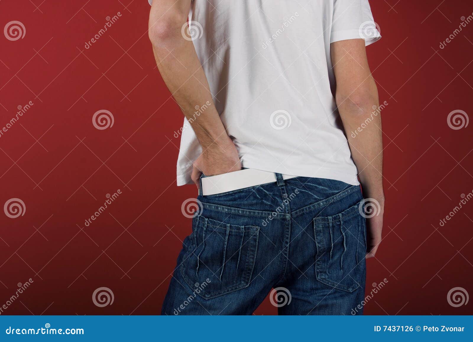 Man in jeans in back stock photo. Image of model, cute - 7437126