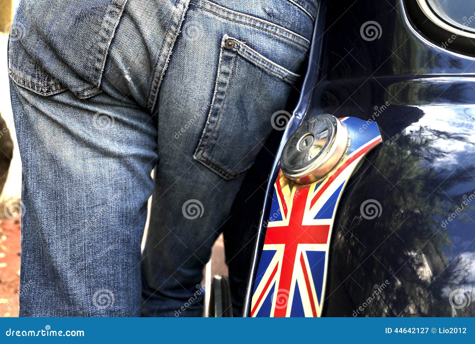 Man with Jeans Leaning on a Car Stock Image - Image of fashion, flag ...