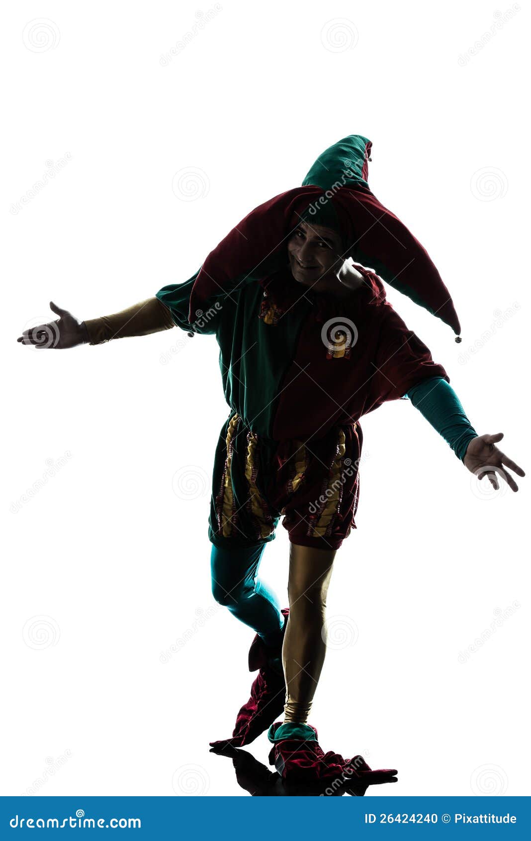 Man in Jester Costume Silhouette Saluting Stock Photo - Image of camera ...