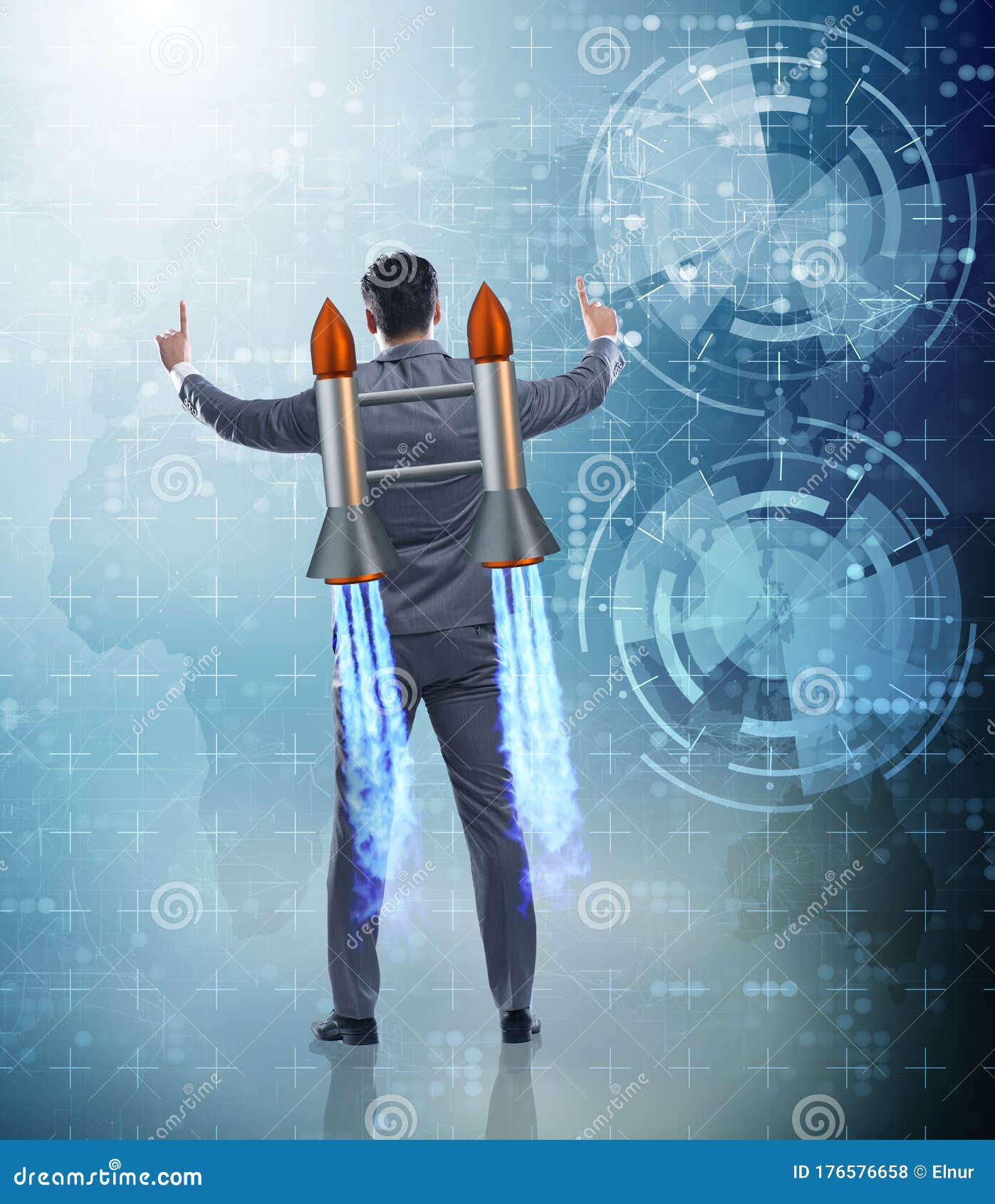 Man with Jet Pack in Business Concept Stock Photo - Image of growth ...