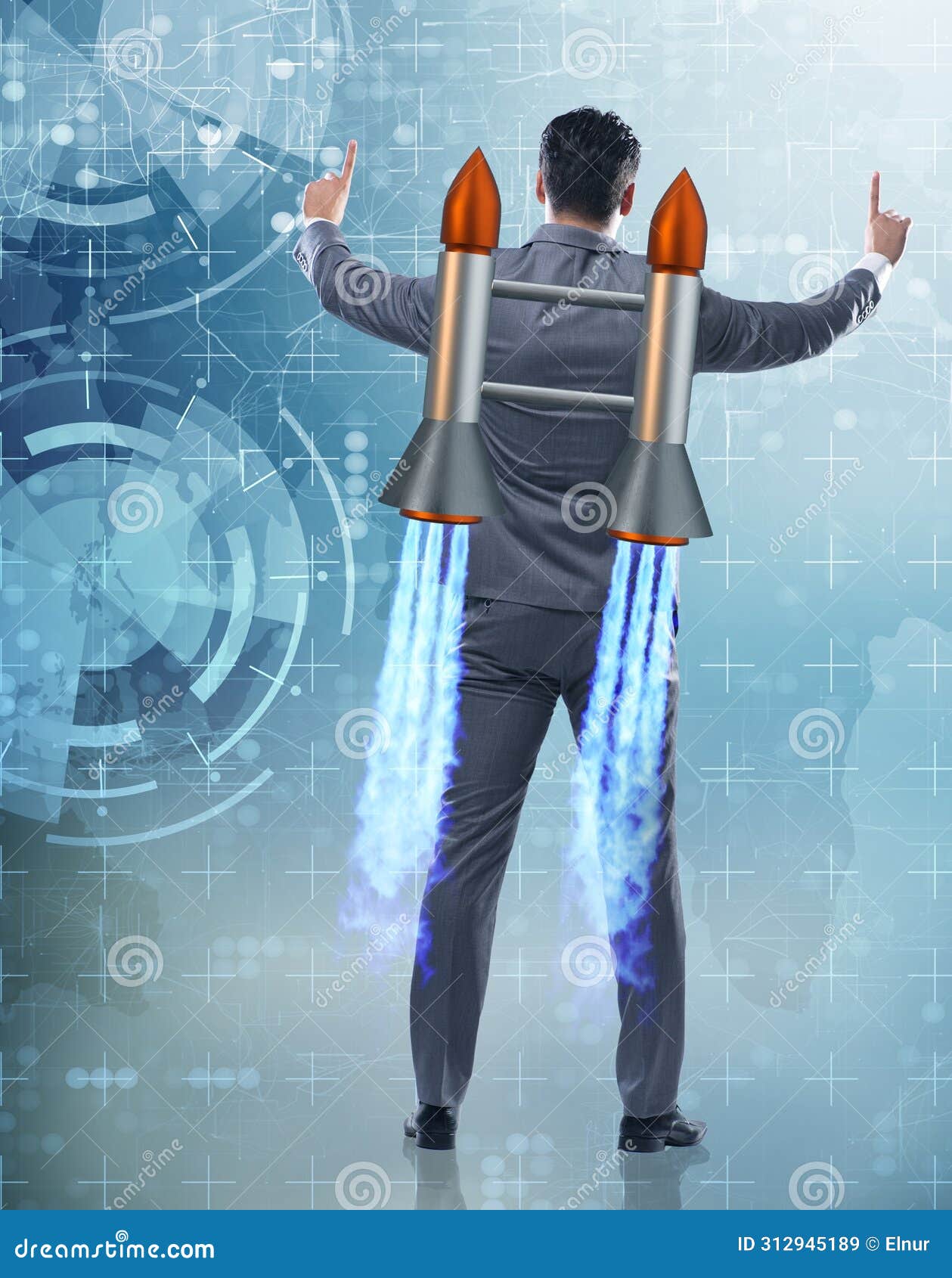 Man with Jet Pack in Business Concept Stock Image - Image of forex ...
