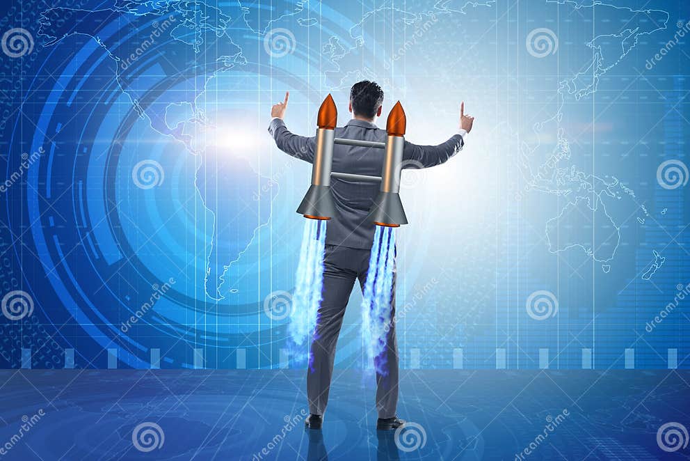 The Man with Jet Pack in Business Concept Stock Image - Image of global ...
