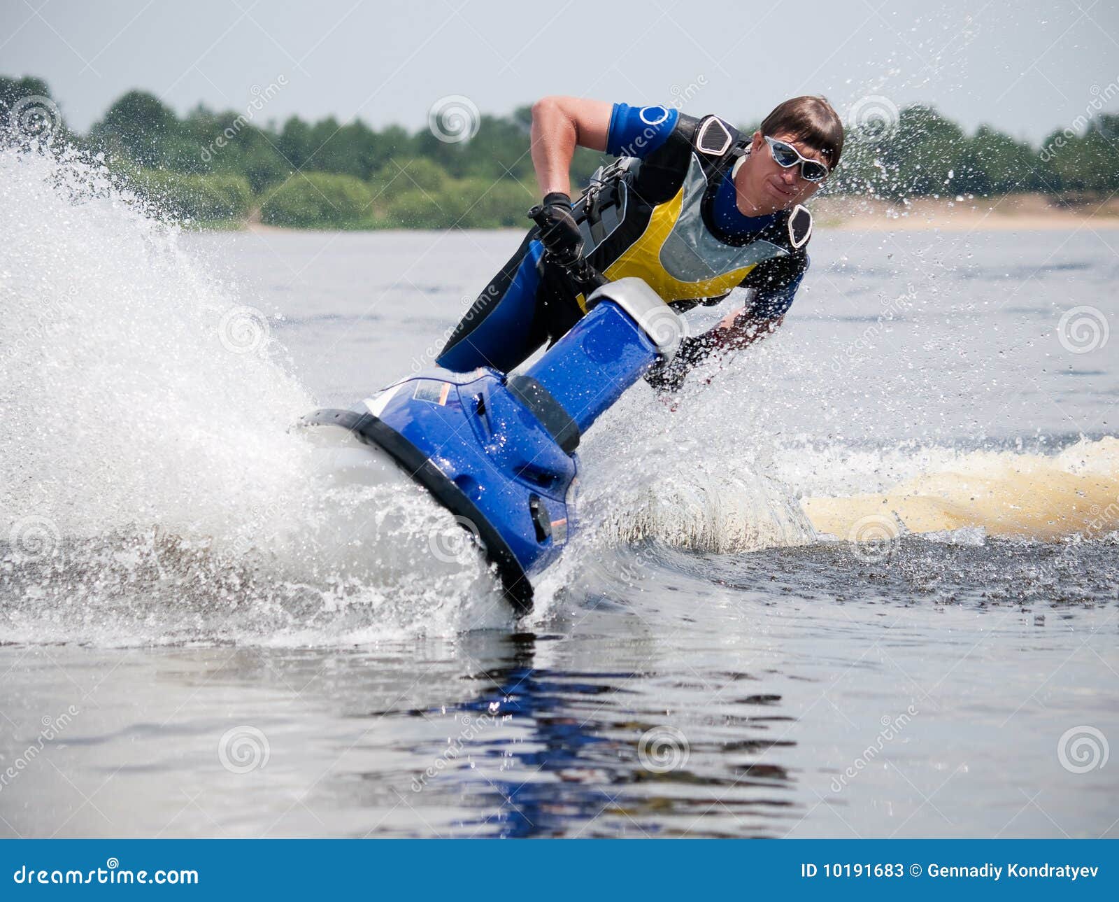 Man on jet ski very close stock image. Image of droplets - 10191683
