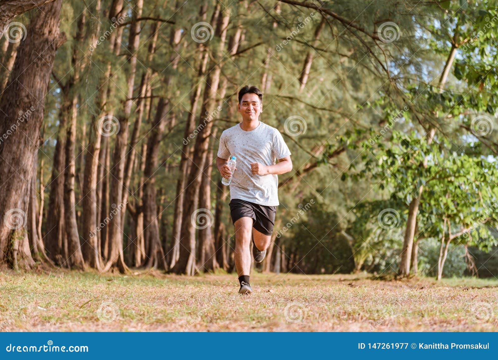 Man Jogging and Doing Workout Outdoors the Park. Stock Image - Image of ...