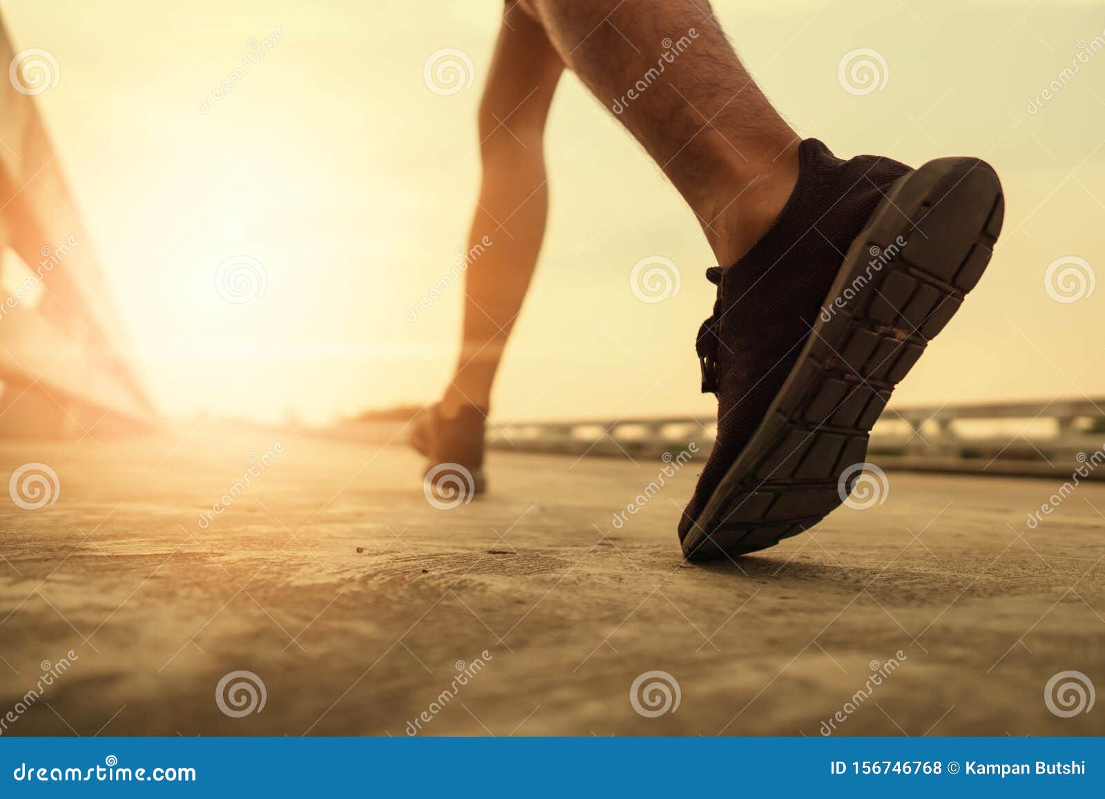 The Man Jogging in the Evening for Good Health Stock Photo - Image of ...