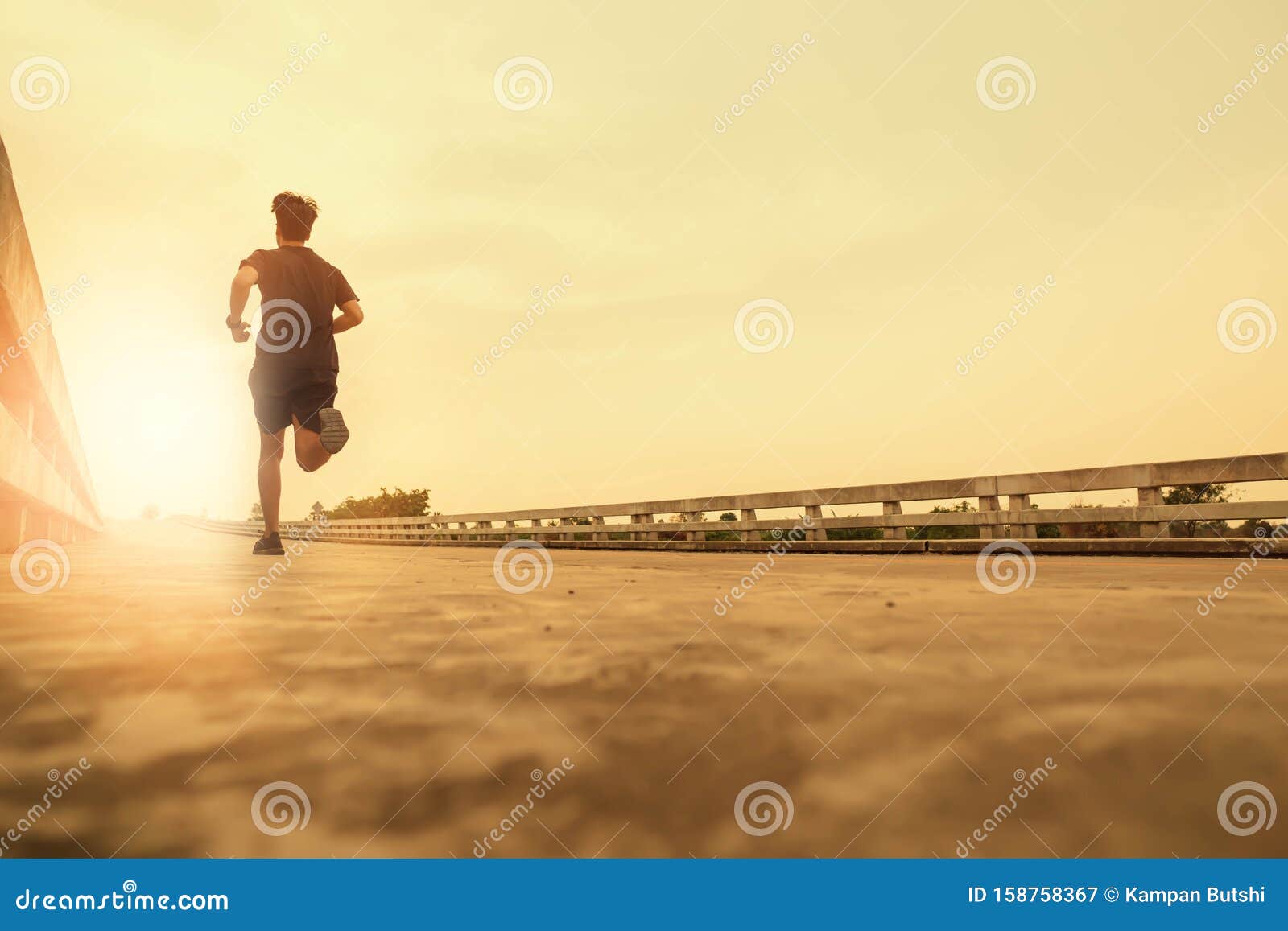 The Man Jogging in the Evening for Good Health Stock Image - Image of ...
