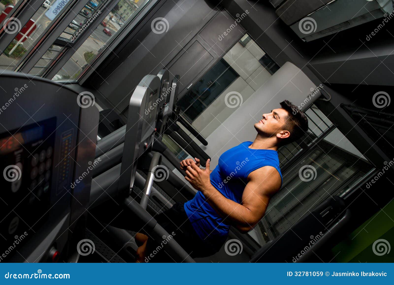 Man jogging in a gym stock image. Image of indoors, fitness - 32781059
