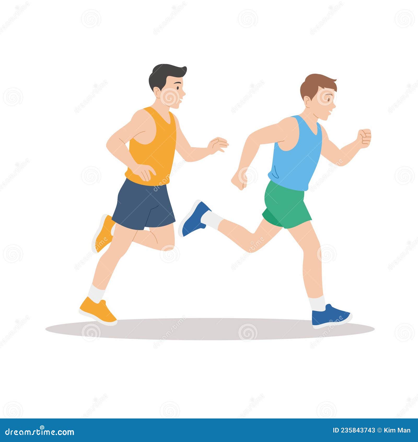 Two Man Running. Flat Illustration Vector Image Stock Vector ...