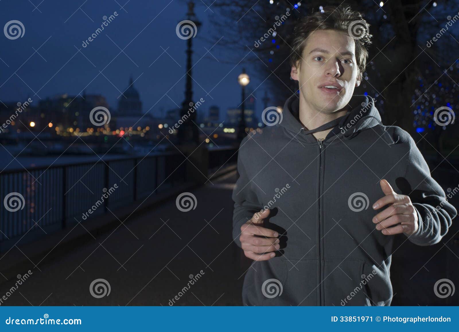 Man Jogging at Night stock image. Image of leisure, energy - 33851971