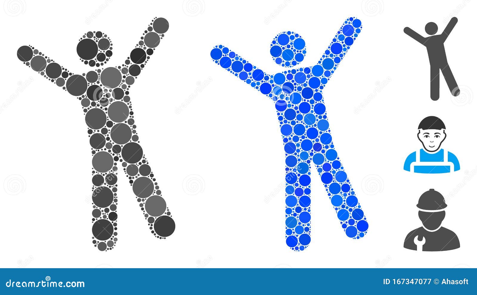 Man Joy Mosaic Icon of Spheric Items Stock Vector - Illustration of ...