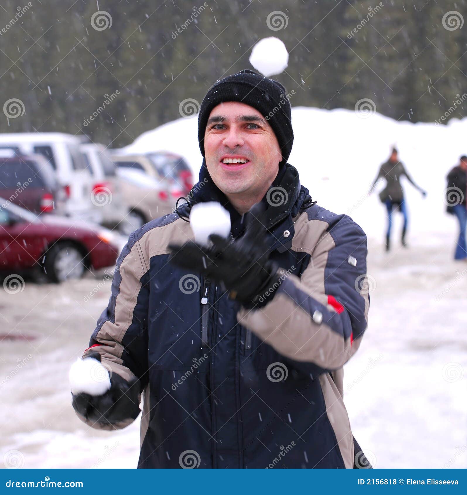 Man juggle snowballs stock photo. Image of juggler, catching - 2156818