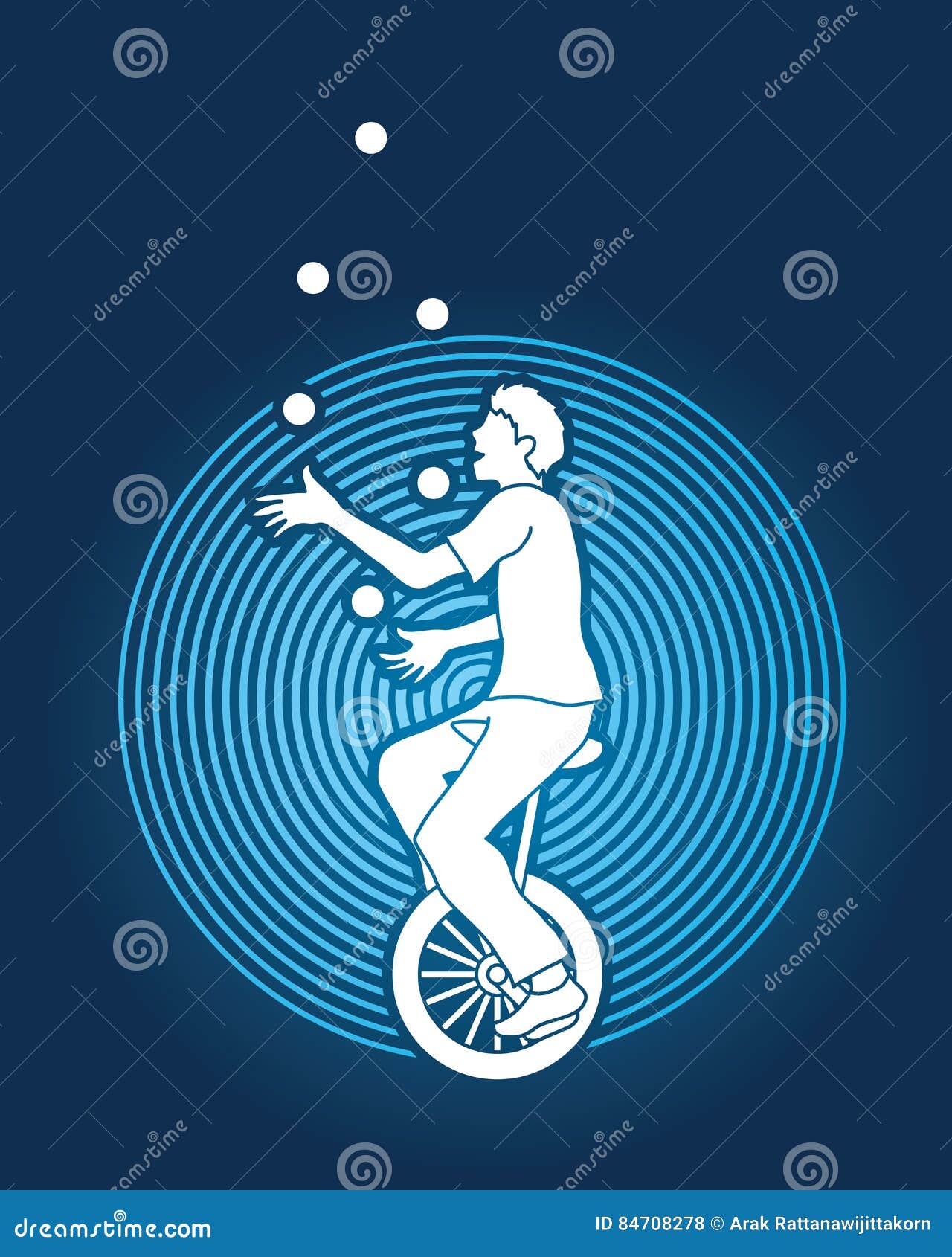 A Man Juggling Balls while Cycling Stock Vector - Illustration of ...