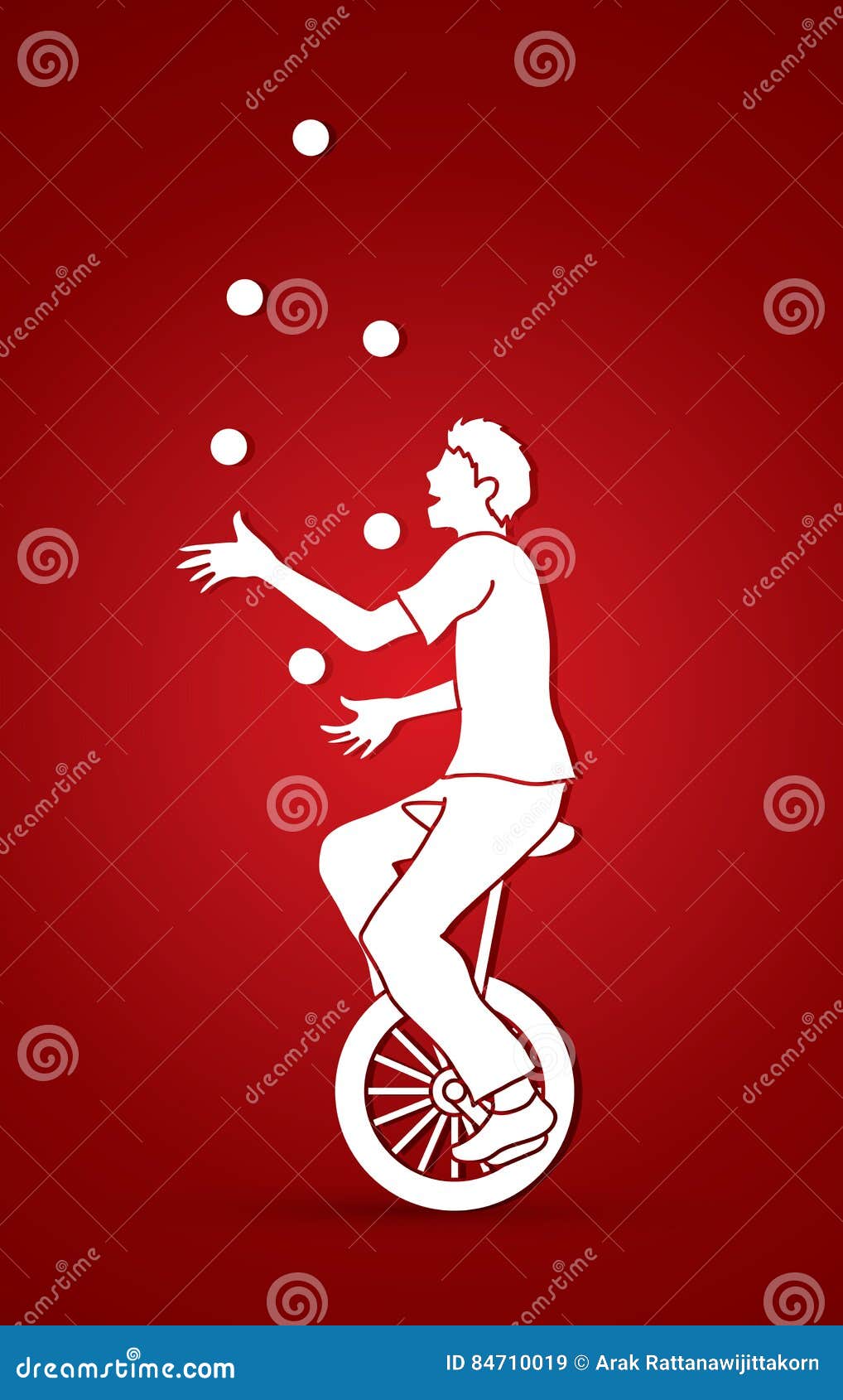 A Man Juggling Balls while Cycling Stock Vector - Illustration of ...