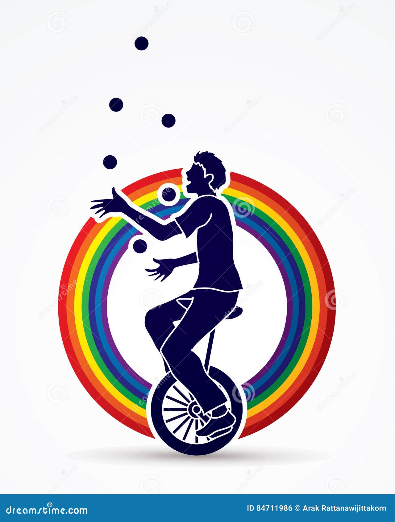 A Man Juggling Balls while Cycling Stock Vector - Illustration of ...