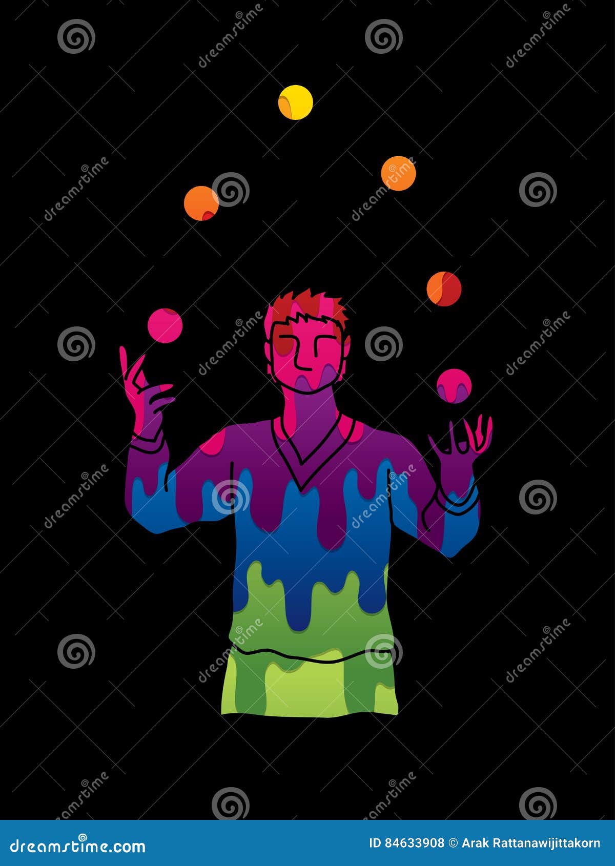 A man juggling balls stock vector. Illustration of confidence - 84633908