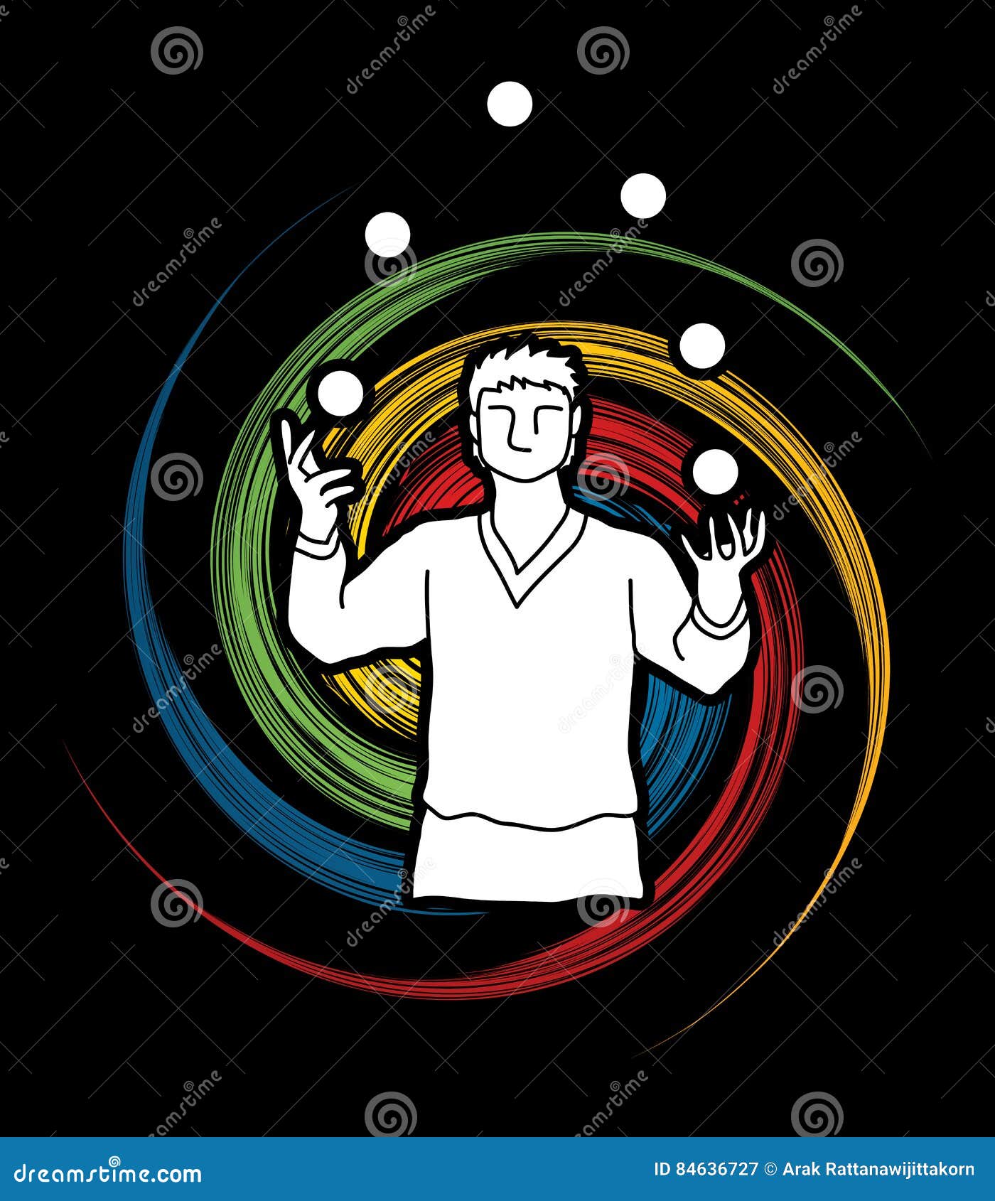 A man juggling balls stock vector. Illustration of character - 84636727