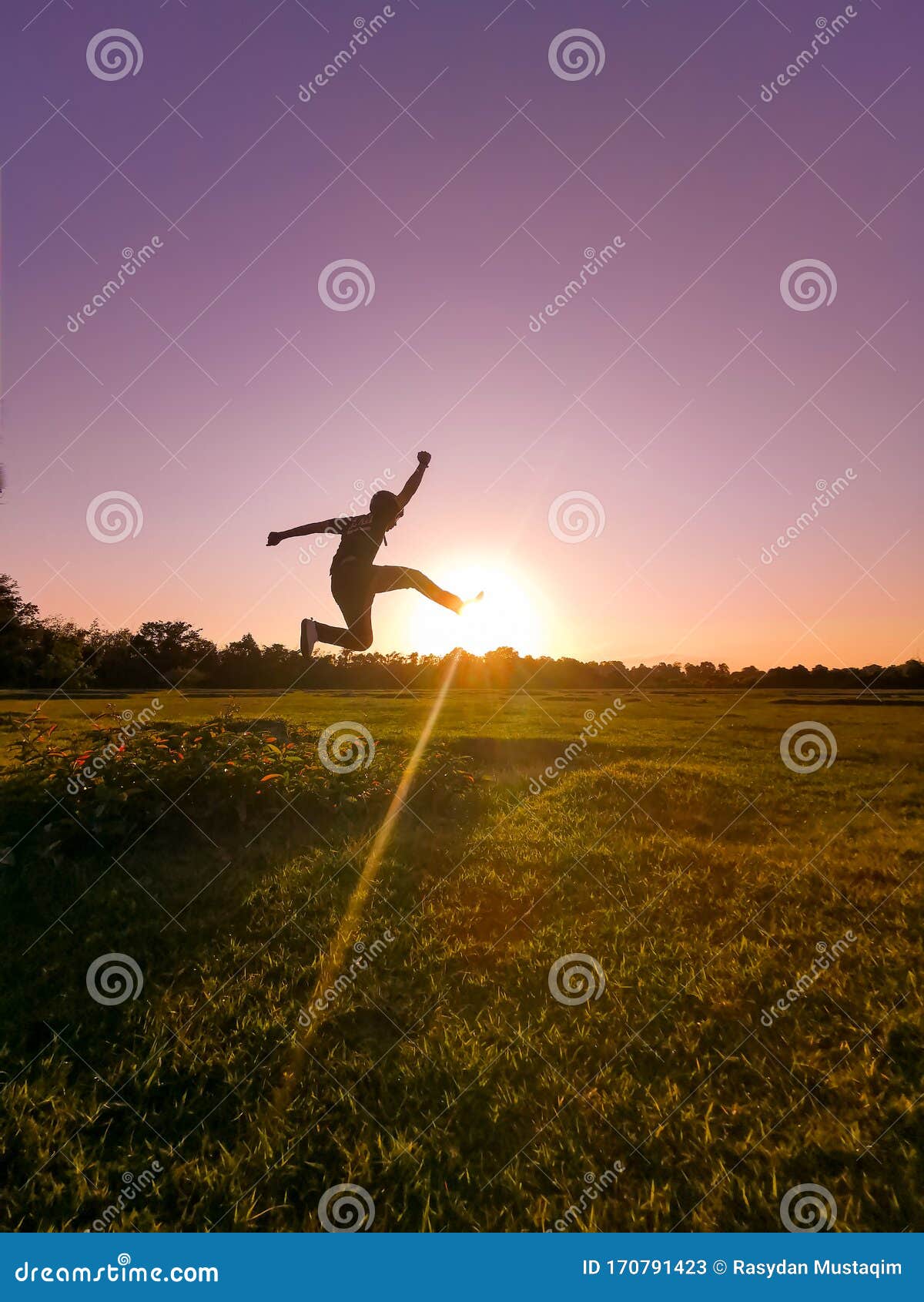 A Man Jump with Joy during Sunset Stock Image - Image of happy ...