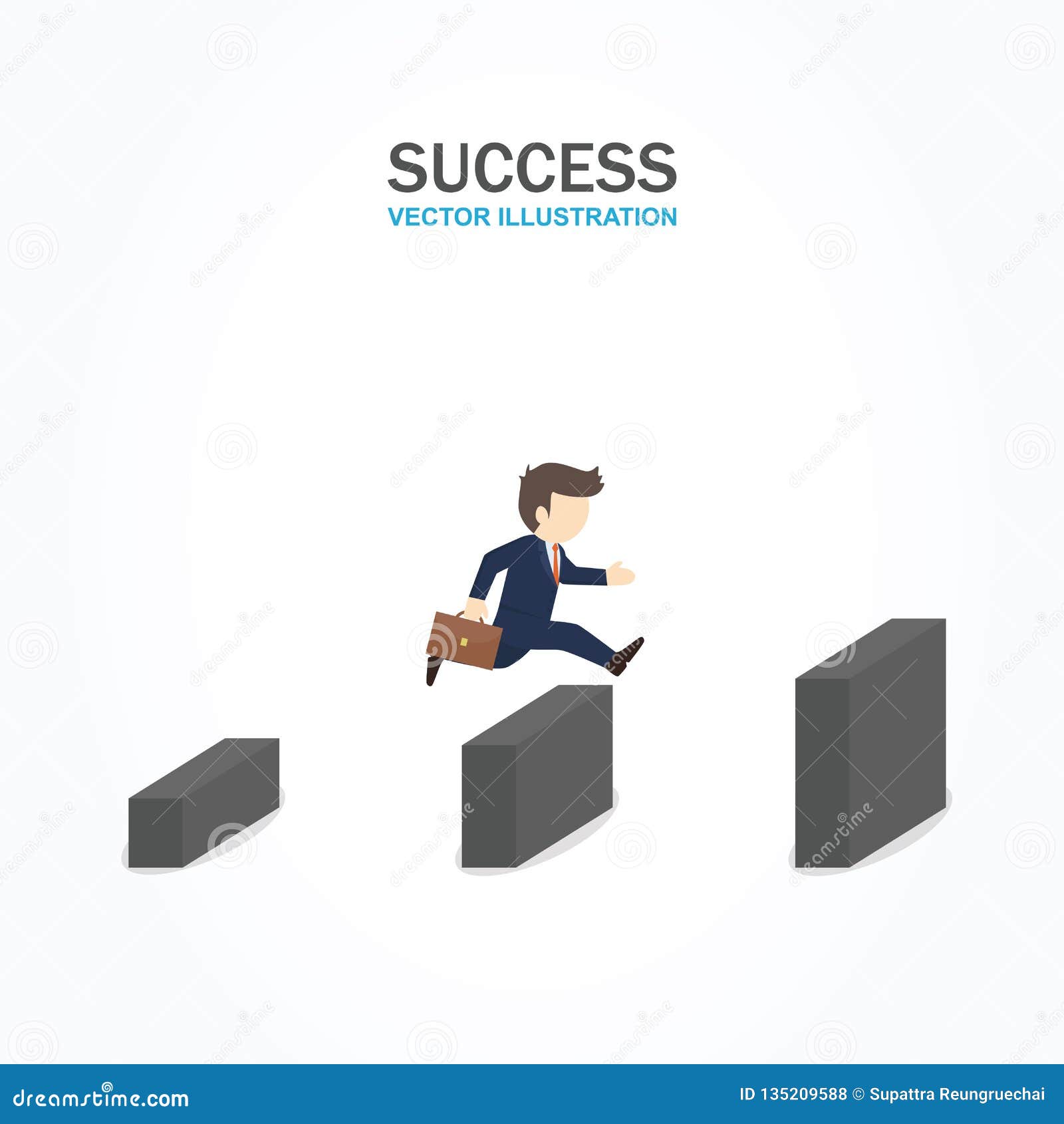 Man Jump Over the Higher Wall. Success Concept. Stock Vector ...