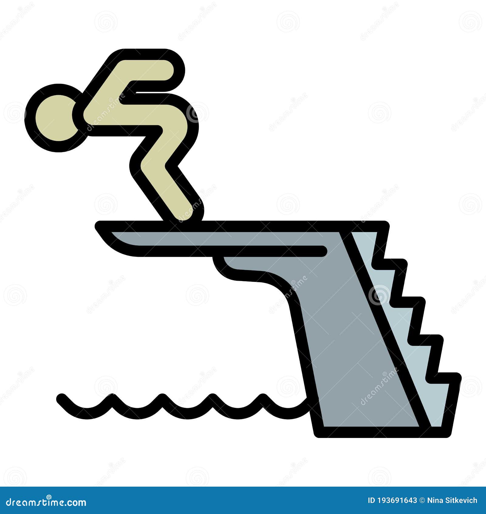 Man Jump in Pool Icon, Outline Style Stock Vector - Illustration of ...