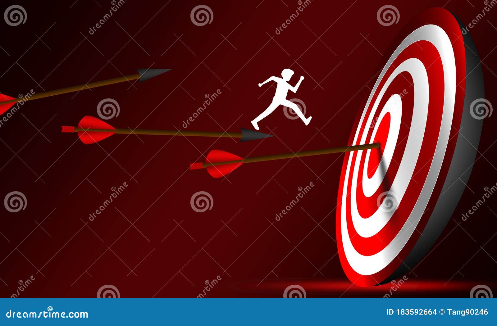 Man Jump between Red Arrows for Success Stock Illustration ...