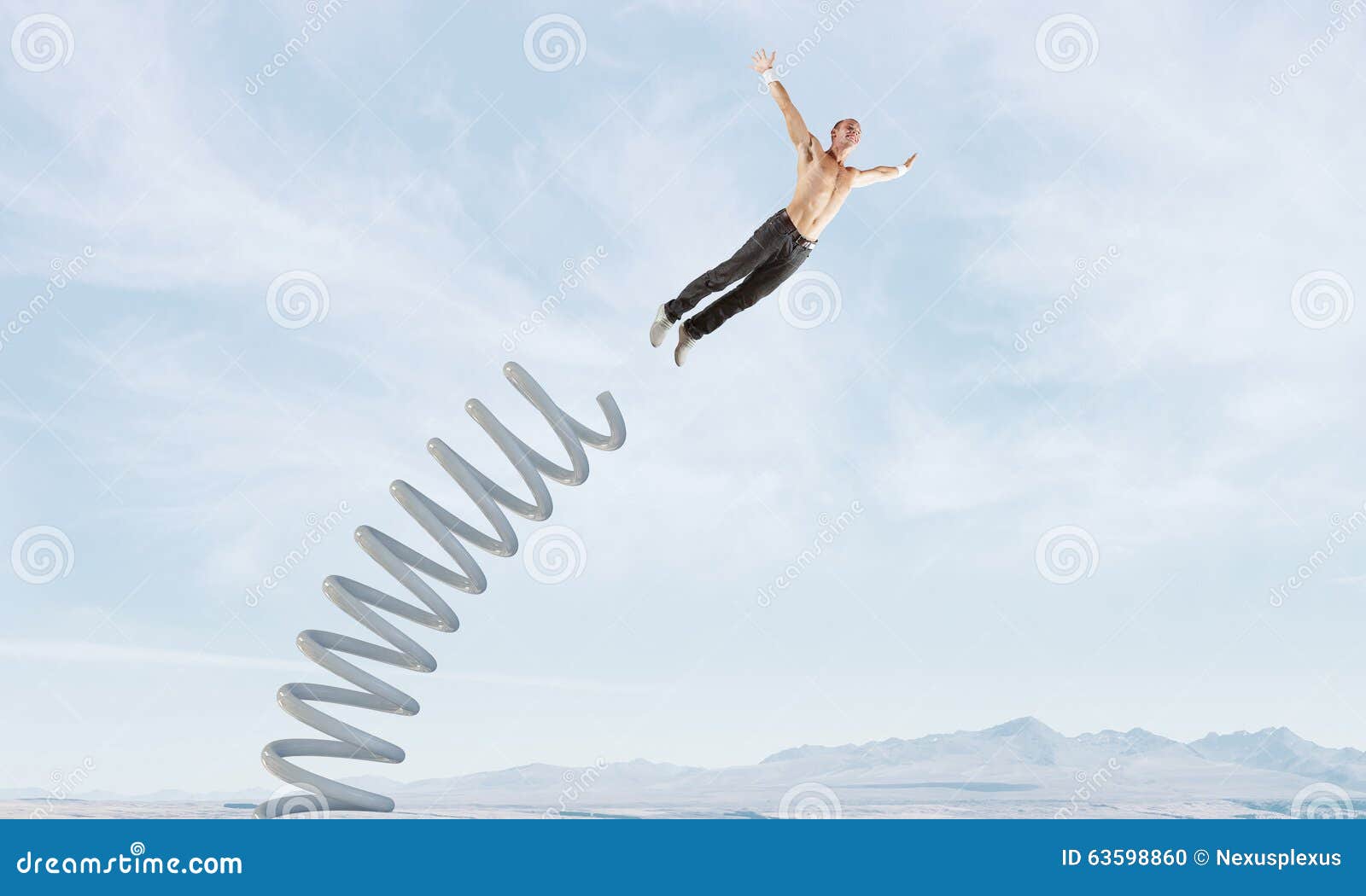 Man jump on springboard stock photo. Image of leader - 63598860
